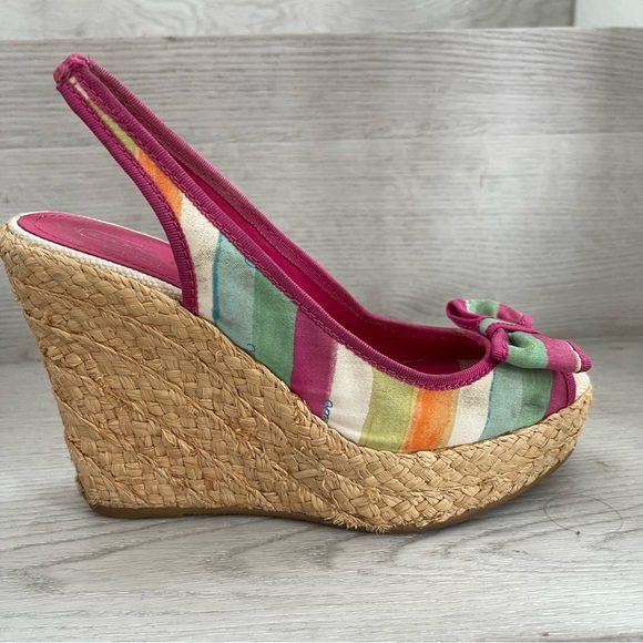 Coach | Shoes | Coach Grace Multicolored Stripe Espadrille Platform ...
